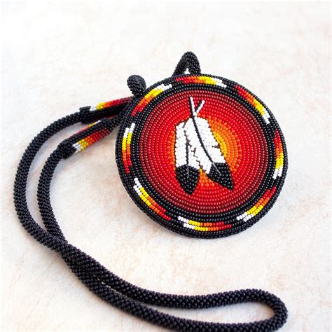 Eagle Feather Medallion Traditional American Necklace Medicine Wheel