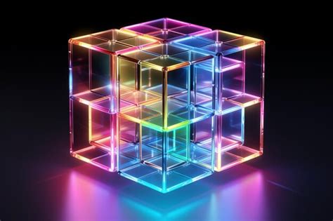 Premium Ai Image 3d Render Abstract Hologram Geometric Shape