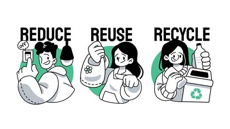 Reduce Reuse Recycle 3r Concept Symbol With People Vector