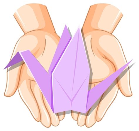 인간의 손에 종이 접기 비행 새 무료 벡터