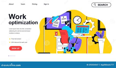 Work Optimization Concept For Landing Page Template Man Creates Schedule And Planning Workflow