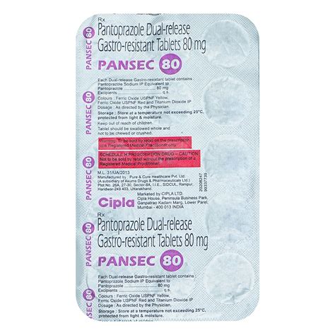 Pansec 80 Tablet View Usage Side Effects Price And Subtitute Egmedi