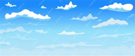 Premium Vector Cartoon Sky Vector Day Landscape Anime Style Clouds