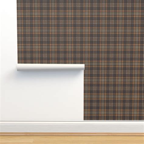 Brown Plaid Non Pasted Wallpaper Rustic Check Dark Academia Rich