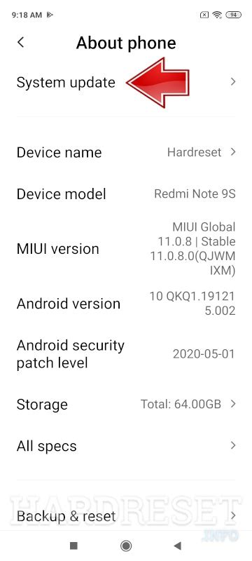 Update Software Xiaomi Redmi Note S