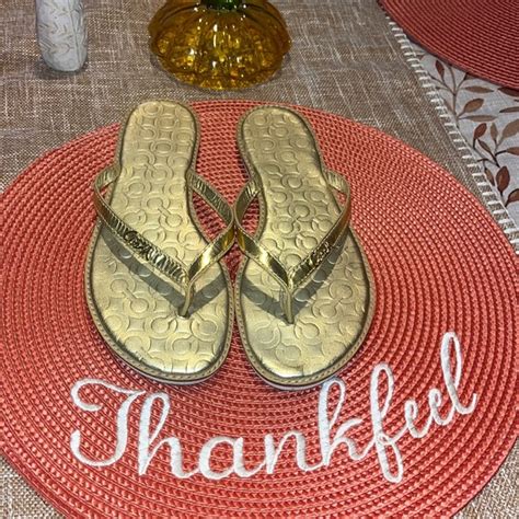 Coach Shoes Coach Devlynn Gold Metallic Flip Flop Sandal Thong Sz 7b Poshmark