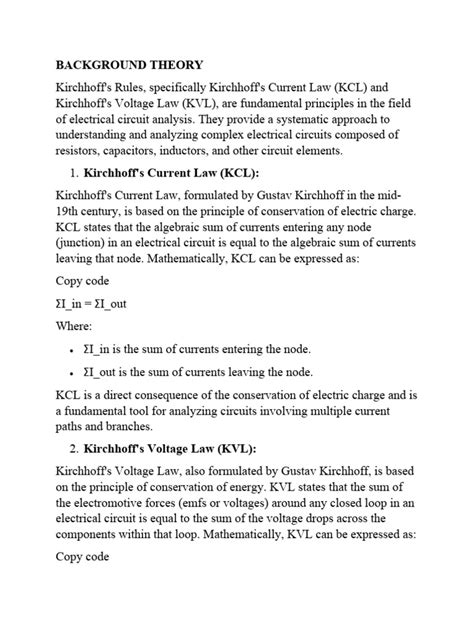 Background Theory Download Free Pdf Electrical Network Voltage
