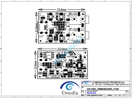 Usb声卡芯片hs 100c参考设计及原理图cmedia