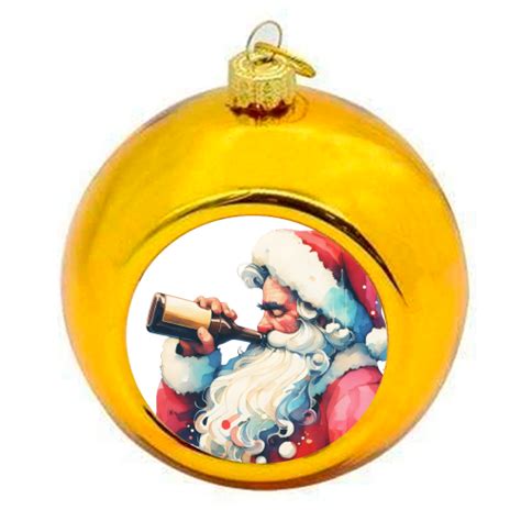 Colourful Christmas Baubles On Artwow Drunk Santa By Ara Liliput