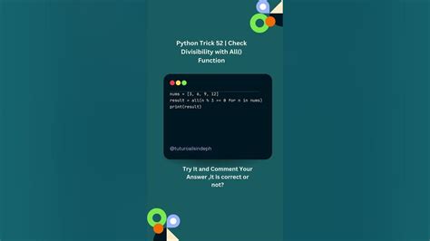 Python Trick 52 Check Divisibility With All Function Shorts