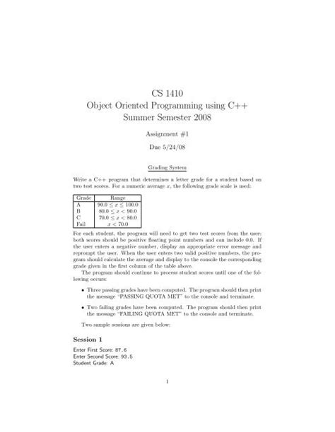 Cs 1410 Object Oriented Programming Using C Summer