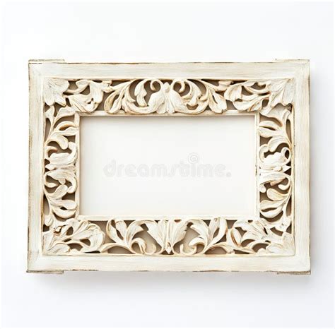 A Classical White Frame With A Textured Pattern Designed In A Vintage