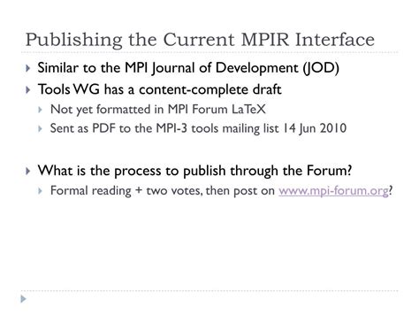 PPT MPI Tools Working Group Publishing MPIR Interface PowerPoint Presentation ID