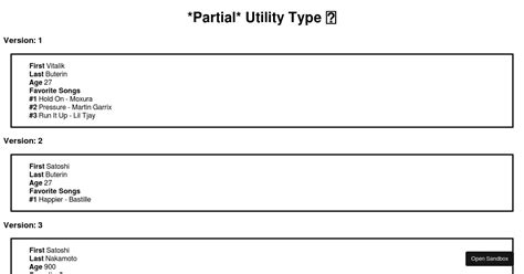 Typescript Partial Utility Type Codesandbox