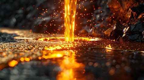 Molten Metal Pouring Into A Pool Premium Ai Generated Image