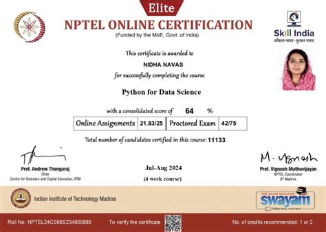 Pythonfordatascience Nptel Datascience Python Learning Growth Nidha Navas