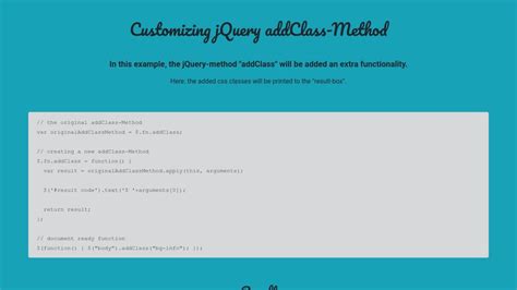 Customizing Jquery Addclass Method