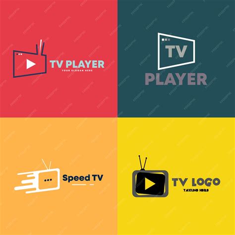 Tv Logo Set Design Template Vector Premium Vector