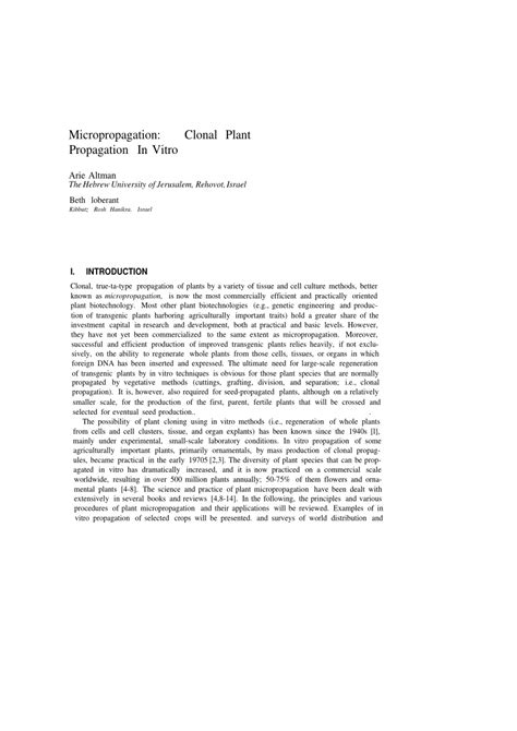 Pdf Micropropagation Clonal Plant Propagation In Vitro Pdf Micropropagation Clonal Plant Propagation In Vitro