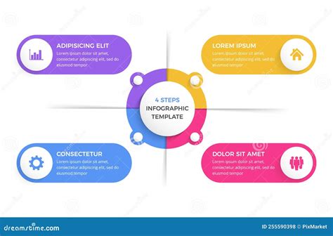Circle Infographic Template With Four Elements Stock Vector Illustration Of Cycle Graph
