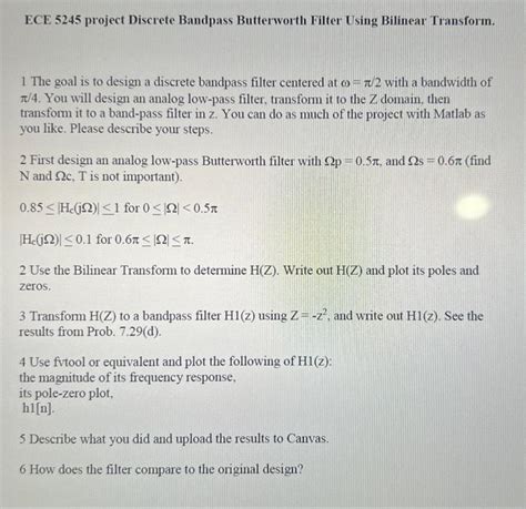 Ece 5245 Project Discrete Bandpass Butterworth Filter