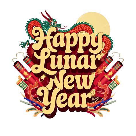 Create A 2d Vector For Happy Lunar New Year With Artistic Script And