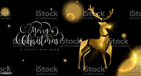 크리스마스와 새 해 3d 금 순 록 카드 3차원 형태에 대한 스톡 벡터 아트 및 기타 이미지 3차원 형태 금 금속 금색 Istock