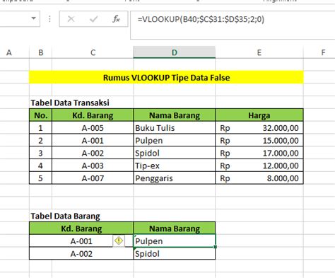 Perbedaan TRUE FALSE Pada Rumus VLOOKUP Di Excel