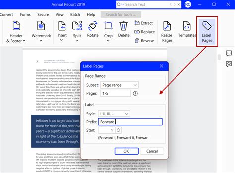 how to add page numbers to pdf