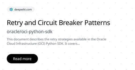 Retry And Circuit Breaker Patterns Oracleoci Python Sdk Deepwiki