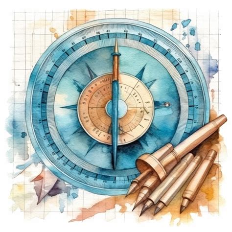 Premium Photo Painting Of A Compass With A Pen And A Compass Shaped