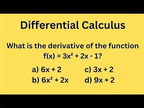 Maths Differential Calculus Questions For Grade 12
