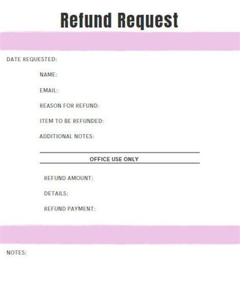 Fillable And Printable Refund Request Form Etsy Formulaire A