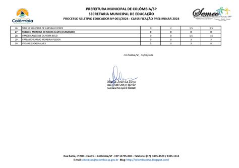 Colômbia Educa Divulgação Da Lista De Classificação Preliminar
