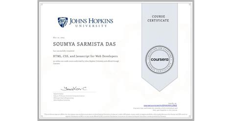 Completion Certificate For Html Css And Javascript For Web Developers