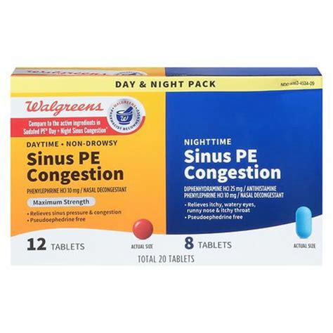 Walgreens Wal Phed Pe Day And Night Sinus Congestion Tablets