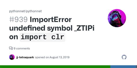 ImportError Undefined Symbol ZTIPi On Import Clr Issue Pythonnet Pythonnet GitHub
