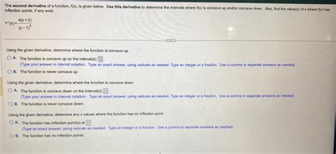 Solved The Second Dertivative Of A Function Fx Is Given Solved The Second Dertivative Of A Function Fx Is Given