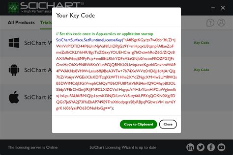 cross platform licensing wizard scichart