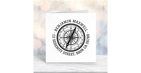 Nautical Navigation Compass Round Address Self Inking Stamp Zazzle