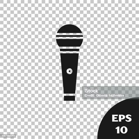 투명 한 배경에 격리 된 검은 마이크 아이콘입니다 공기 라디오 마이크 마이크에 스피커 기호입니다 벡터 일러스트레이션 노래에 대한