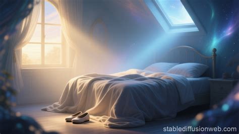 A Single Small Skylight Beam Illuminating An Empty Pair Of Shoes At The