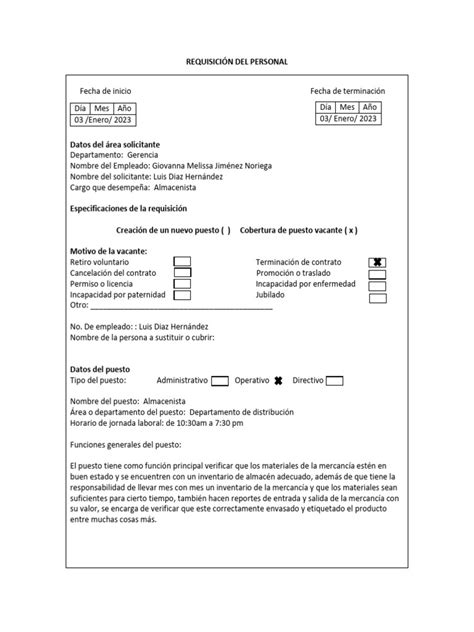 RequisiciÓn Del Personal 5 1 Pdf