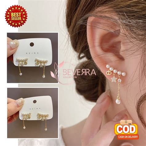 Jual Anting Korea Titanium Wanita Tassel Pearl Classic Retro Anting