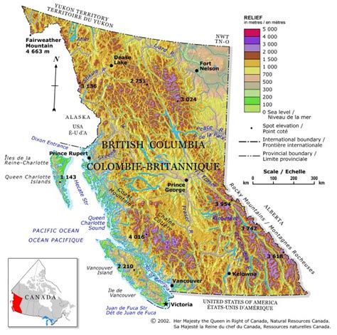 Physical Map Of British Columbia