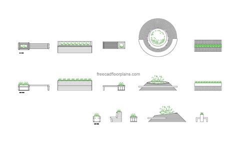 Benches With Planters Cad Drawing Cad Blocks Autocad
