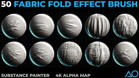 Artstation 50 Folds And Wrinkle Brush Substance Painter 4k Alpha