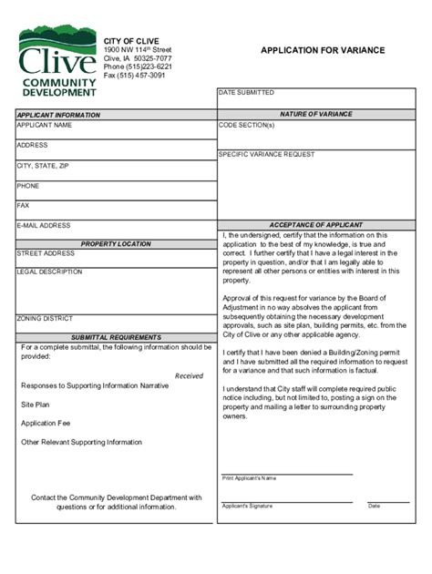 Fillable Online Variance Application Form Fax Email Print Pdffiller