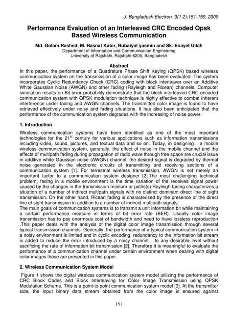 Pdf Performance Evaluation Of An Interleaved Crc Encoded Qpsk Based