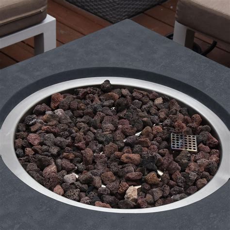 Modernview 56 Inch Rectangular Concrete Propane Fire Pit Table In Dark
